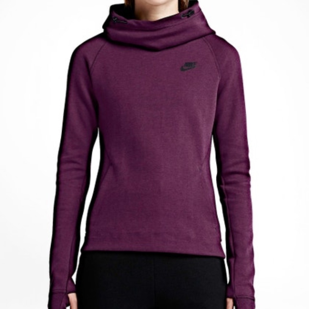 [Nike] Tech Fleece Hoodie Purple Cowl Neck - Gem
